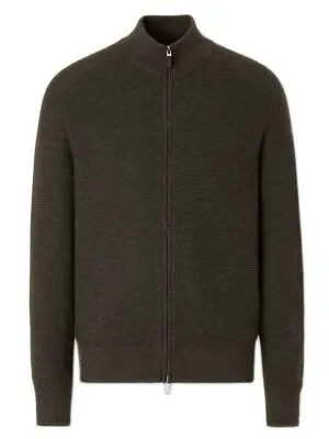 Zegna Ribbed Cashmere-silk Stand Collar Sweater With Zip