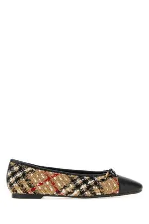 Burberry Embroidered Tweed Ballerinas