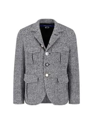 Junya Watanabe Herringbone Wool Blazer Jacket - Black