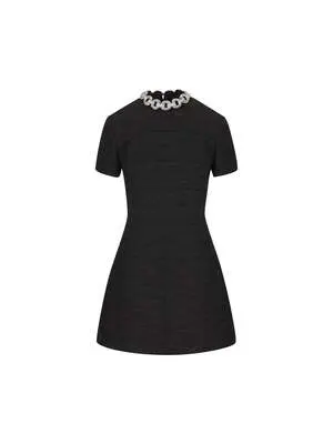 Valentino Garavani Embroidered Mini Dress - Nero/silver