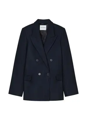 Closed Double-breasted Blazer Jacket - Blue