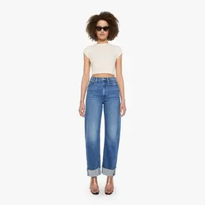 MOTHER The Half-pipe Flood Cuff Fray Get Two Birds Stoned Jeans - Blue