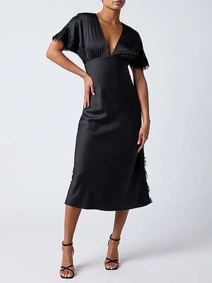 Victoria's Secret Lulus Tallulah Lace Trim Midi Dress - Black