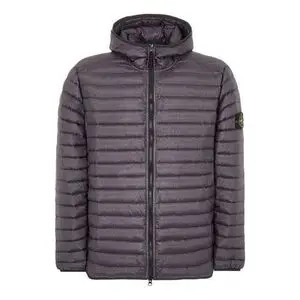 Stone Island Logo Patch Lightweight Hooded Down Jacket - Dark Grey