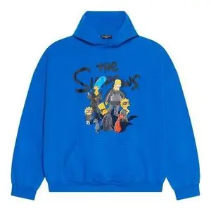 Balenciaga X The Simpsons Cotton Hoodie Wide Fit - Blue