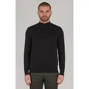 PAUL JAMES Cotton Mock Turtle Neck Sweater Black