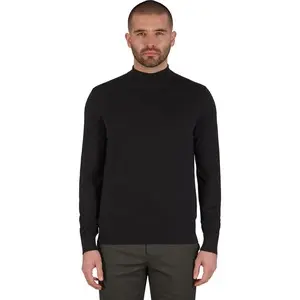 PAUL JAMES Cotton Mock Turtle Neck Sweater - Black