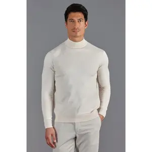 PAUL JAMES Cotton Mock Turtle Neck Sweater - Ecru