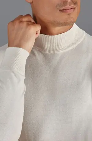 PAUL JAMES Cotton Mock Turtle Neck Sweater - Ecru