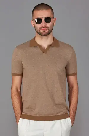PAUL JAMES Cotton Fishermans Buttonless Polo Shirt