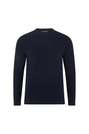 PAUL JAMES Cotton Lightweight Fisherman Rib Sweater - Navy