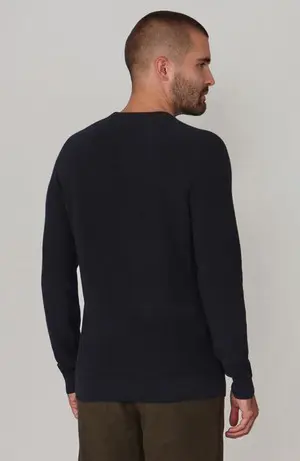 PAUL JAMES Cotton Lightweight Fisherman Rib Sweater - Navy