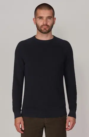 PAUL JAMES Cotton Lightweight Fisherman Rib Sweater - Navy