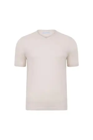 PAUL JAMES Cotton High V-neck Knitted T-shirt
