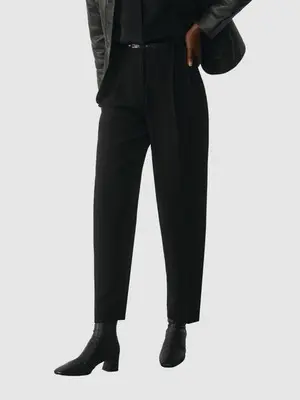 The Fold Siena Barrel Ankle-grazer Trousers Black