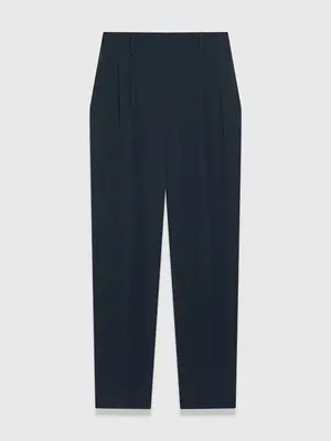 The Fold Siena Barrel Ankle-grazer Trousers - Navy