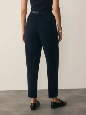 The Fold Siena Barrel Ankle-grazer Trousers - Navy