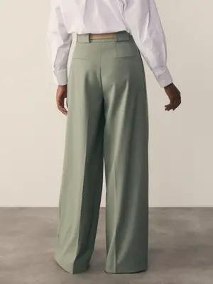 The Fold High Rise Palazzo Trousers - Green