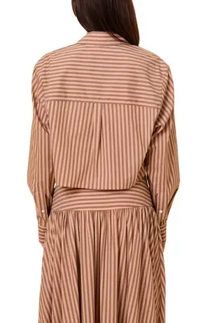 Solid & Striped Avril Cropped Striped Shirt - Walnut Camel