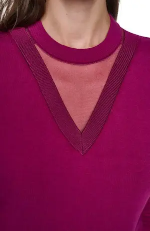 Dkny Mesh Window Crewneck Sweater - Raspberry