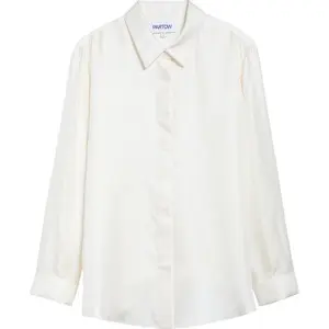 Partow Dahlia Silk Contrast Collar Shirt - Ivory