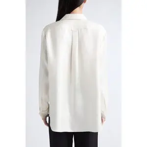 Partow Dahlia Silk Contrast Collar Shirt - Ivory