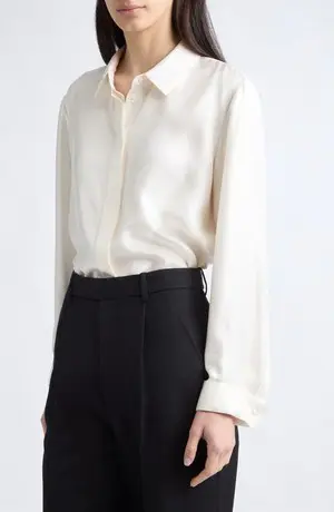Partow Dahlia Silk Contrast Collar Shirt