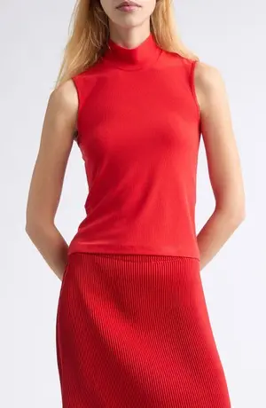 MELITTA BAUMEISTER Mock Neck Sleeveless Top - Bold Red