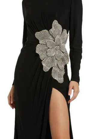 Mac Duggal Petite Jersey Gown With Embellished Flower