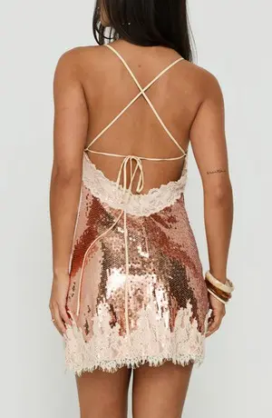 Princess Polly Call My Lover Lace Sequin Minidress