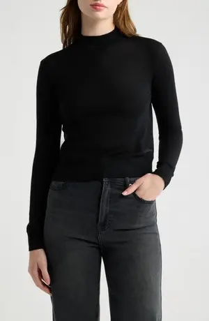 Rag & Bone Alba Mock Neck Wool Sweater - Black