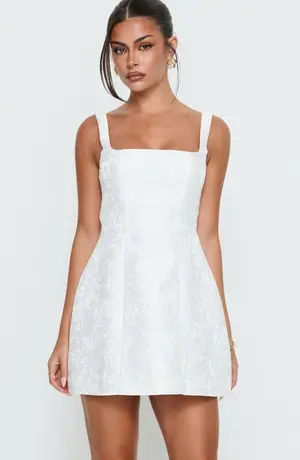 Princess Polly Asterie Floral Jacquard Bow Back Minidress