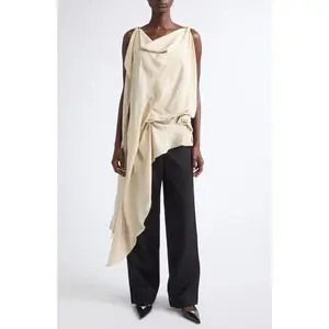 DIOTIMA Aleatorio Asymmetrical Draped Top - Ecru