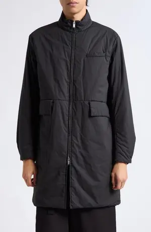 Undercover Leather Trim Insulated Cotton Coat - Black