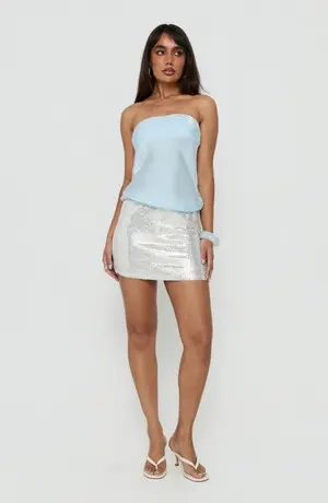 Princess Polly Rosabetta Strapless Tiered Minidress