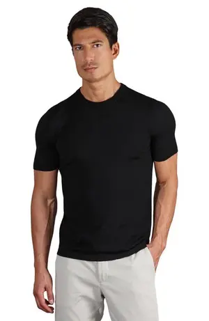PAUL JAMES Superfine Merino Wool Knitted T-shirt - Black