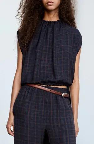 Mango Dara Plaid Sleeveless Top