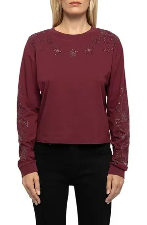 Zadig&Voltaire Iona Strass Rhinestone Crop Cotton T-shirt