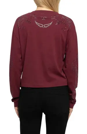 Zadig&Voltaire Iona Strass Rhinestone Crop Cotton T-shirt
