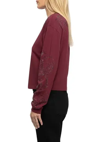 Zadig&Voltaire Iona Strass Rhinestone Crop Cotton T-shirt