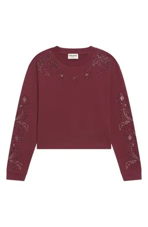 Zadig&Voltaire Iona Strass Rhinestone Crop Cotton T-shirt