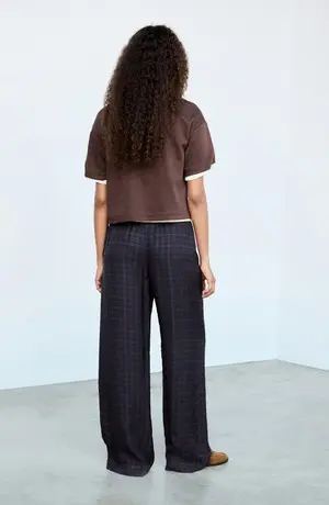 Mango Dara Plaid Straight Leg Trousers