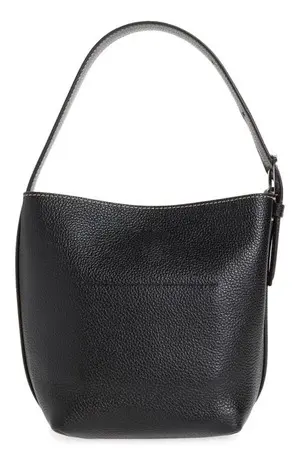 TOTEME Petite Belted Grained Leather Tote - Black