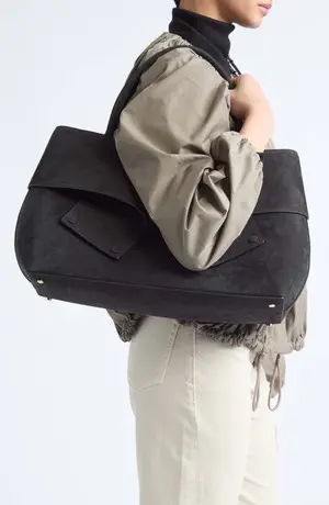 TOTEME Mercer Nubuck Leather Tote - Black