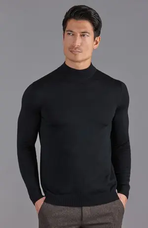 PAUL JAMES Merino Wool Mock Turtleneck Sweater
