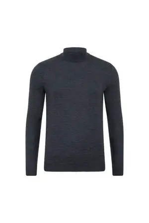 PAUL JAMES Merino Wool Mock Turtleneck Sweater - Charcoal
