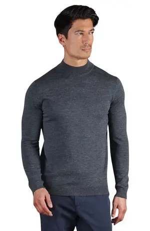 PAUL JAMES Merino Wool Mock Turtleneck Sweater - Charcoal