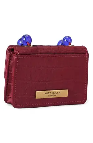 Kurt Geiger Micro Kensington Beads Quilted Crossbody Bag - Dark Red