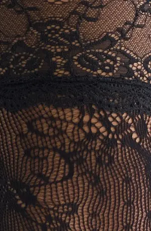HIGH HEEL JUNGLE Lace Knee High Socks - Black