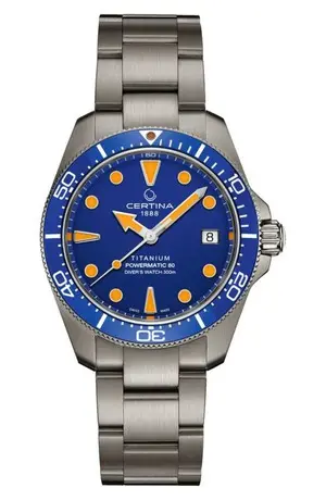 CERTINA Ds Action Automatic Bracelet Watch - Titanium/blue